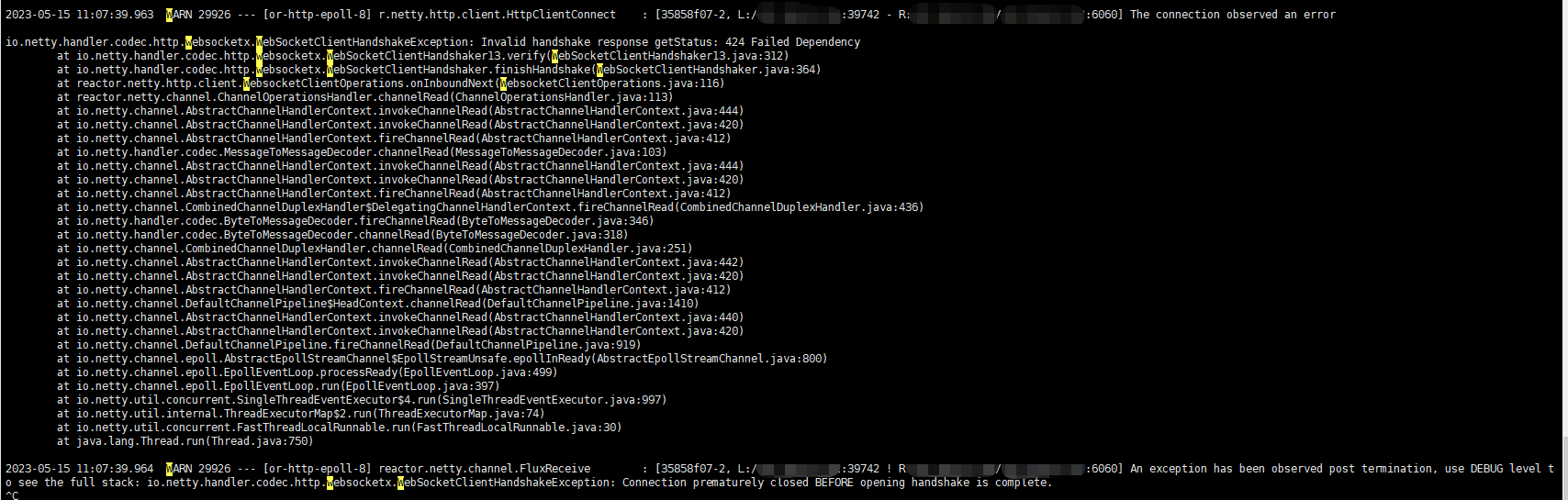 Invalid handshake response getStatus: 424 Failed Dependency · Issue # ...